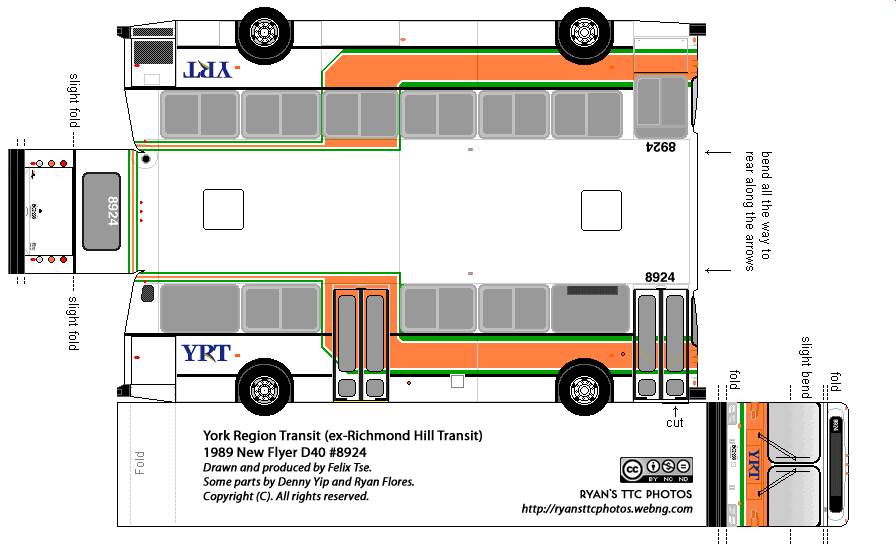 SP. Papel Modelismo: PaperBus 1989 New Flyer D40 - York Region Transit