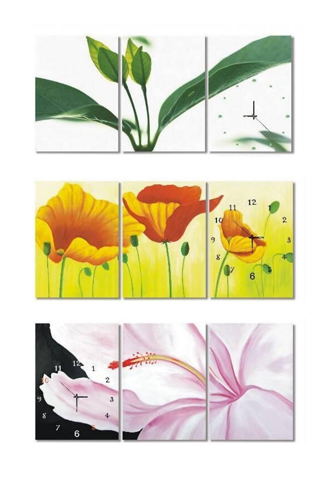 large wall clocks: 1-Panel, 2-Panel, 3-Panel Art Wall Clocks