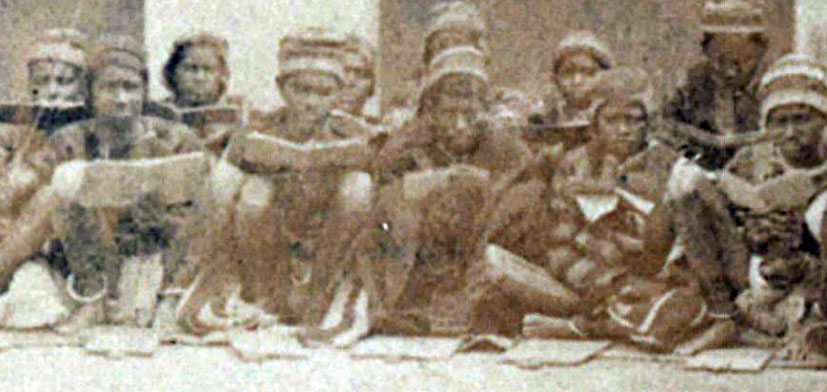 Group of Convicts Posed with Books in the Yard of the Central Prison at ...
