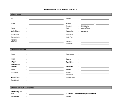 FORM INPUT DATA SISWA TAHAP II - Sofyan Saori