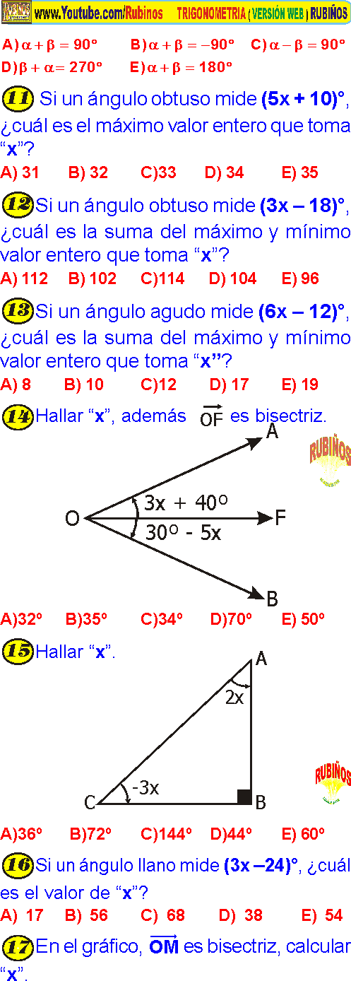 Ángulo Trigonométrico Ejercicios Resueltos de Trigonometría