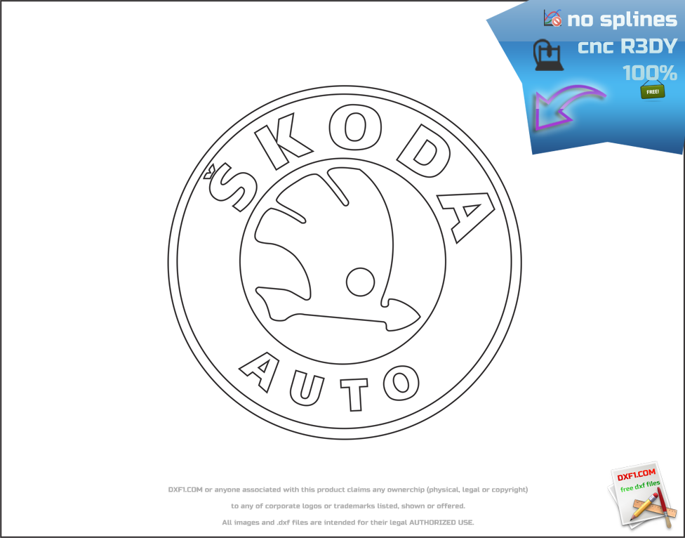 Free DXF files for CNC machines: SKODA logo dxf free download, cnc r3dy.