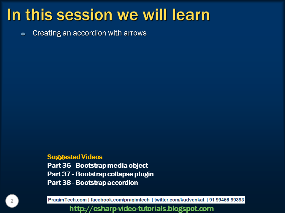 Sql server, .net and c# video tutorial: Bootstrap accordion with arrows