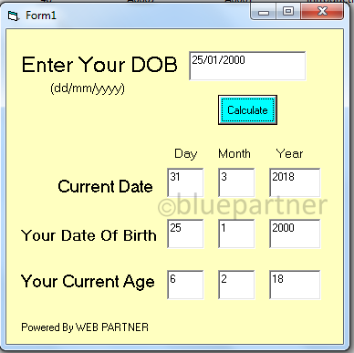 Blue Partner Online Tech: Date of Birth Calculation in Visual Basic 6 ...