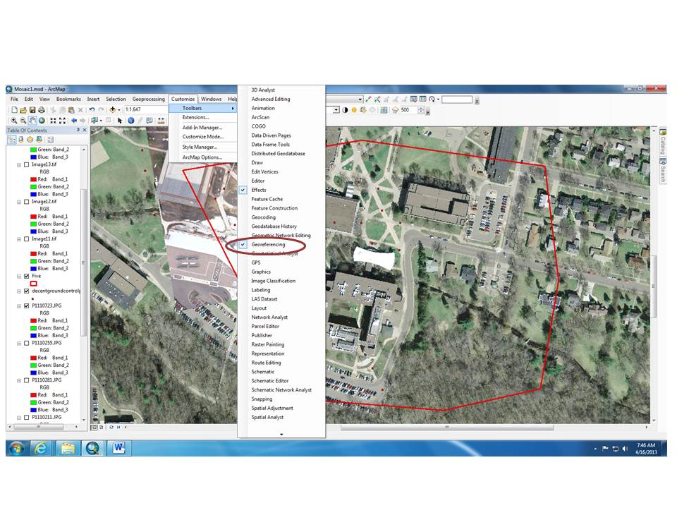 Field Methods - 2013: Field Activity #9: Georeferencing and Mosaicking