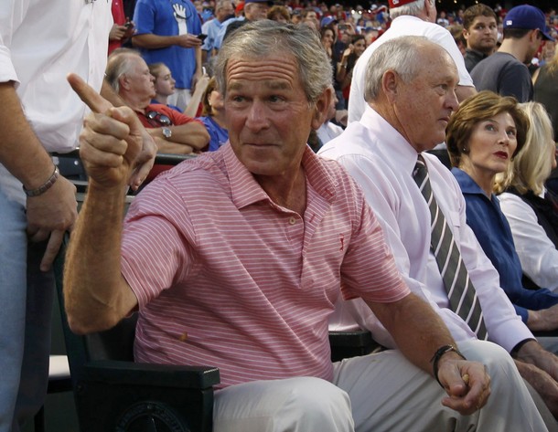 XM MLB Chat: George Bush, Nolan Ryan, Laura Bush at ALCS game 6 v ...