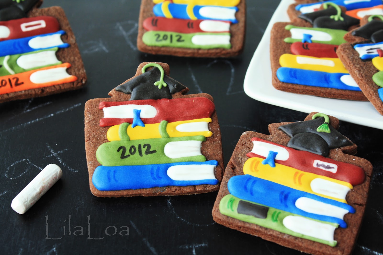 Stack o' Books Graduation Cap Cookies