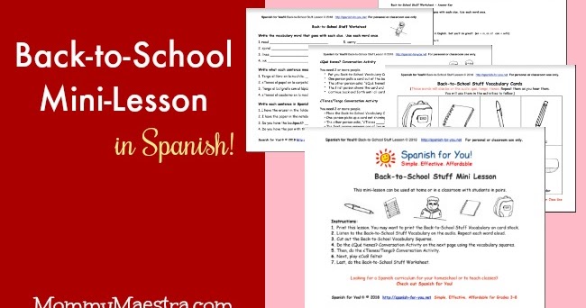 Mommy Maestra: Free Download: Back-to-School Stuff Mini-Lesson in Spanish