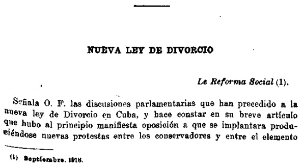 Hojas de prensa para la historia de Cuba.: De la Ley del Divorcio en ...