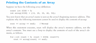 C++ Computer Programming: How To Print The Contents Of An Array C++