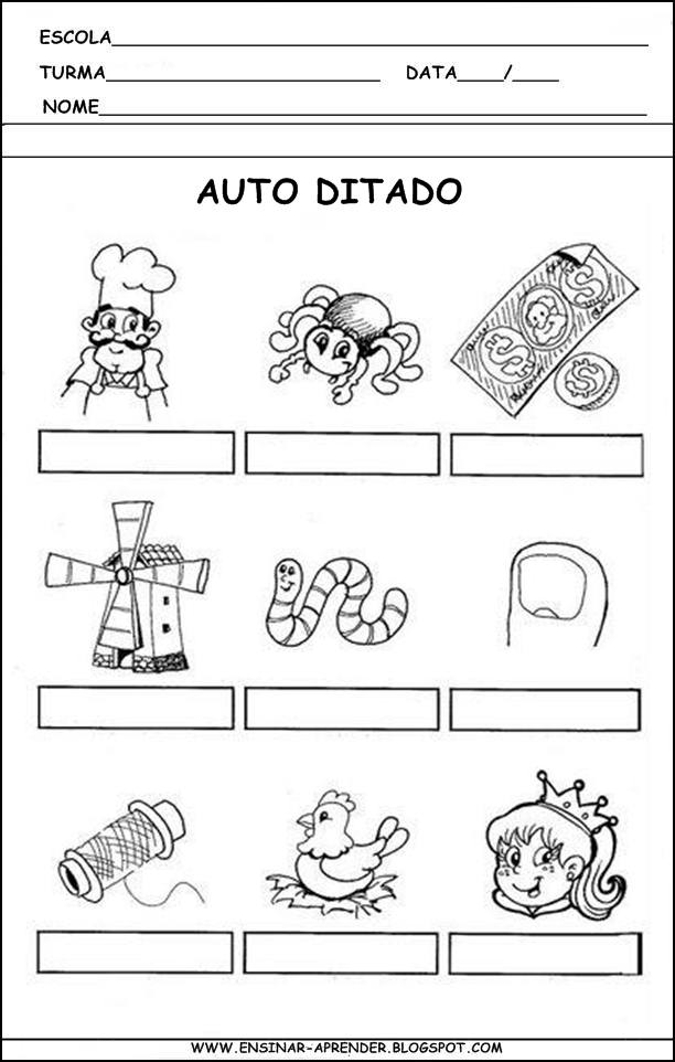 Auto Ditado - Atividades - Escreva os Nomes das Figuras / Desenhos ...