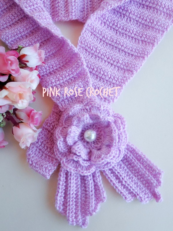 Pink Rose Crochet: Gola Cachecol Sweet Pink Scarflette