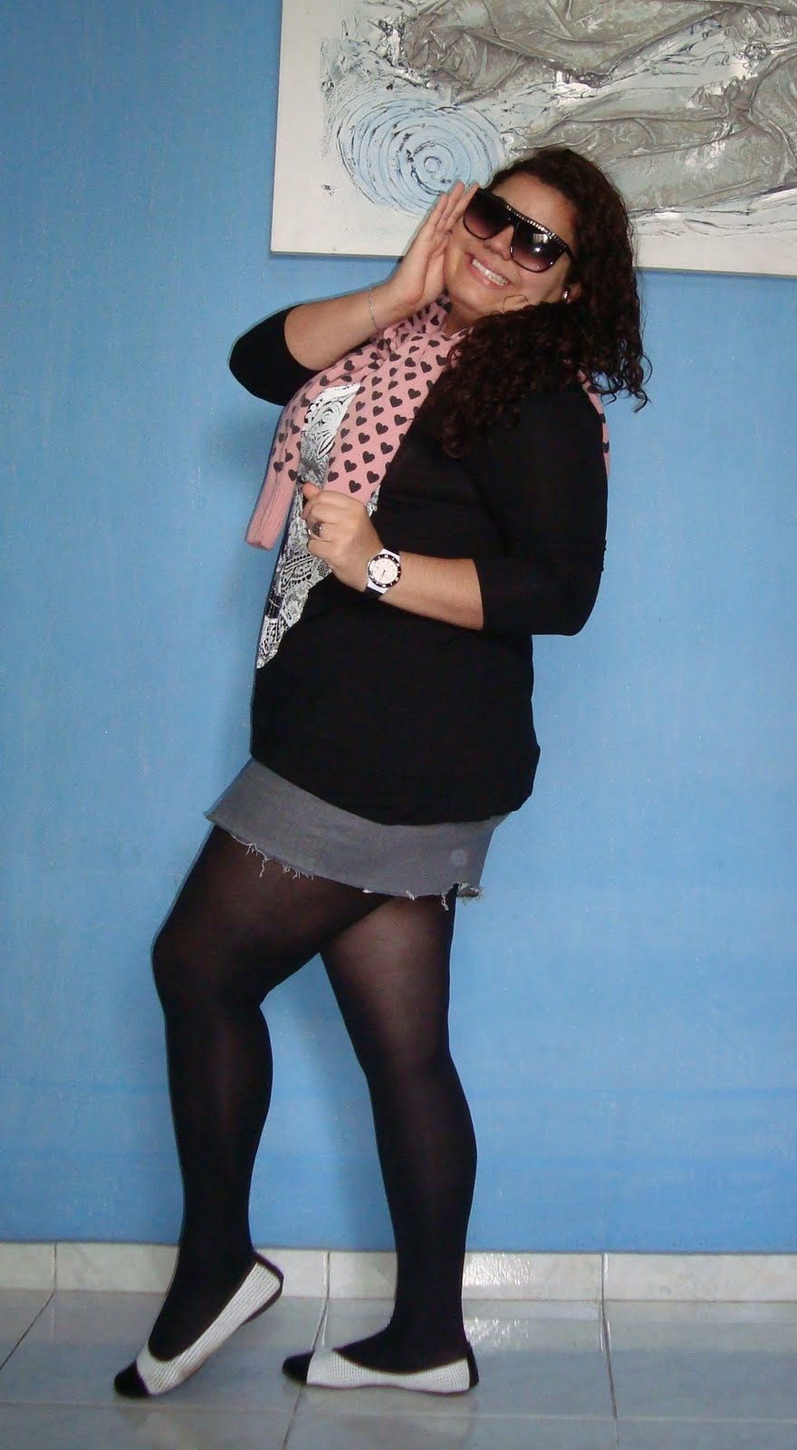 Look do dia: meia calça e saia jeans! | Fofashions!