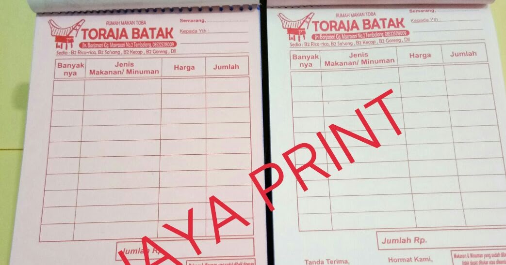 JAYA PRINT: Percetakan Nota Rumah Makan di Semarang