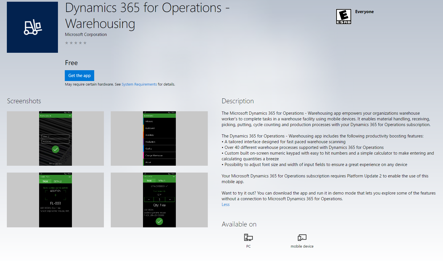 New Warehousing Mobile App for Dynamics 365 for Operations - AX