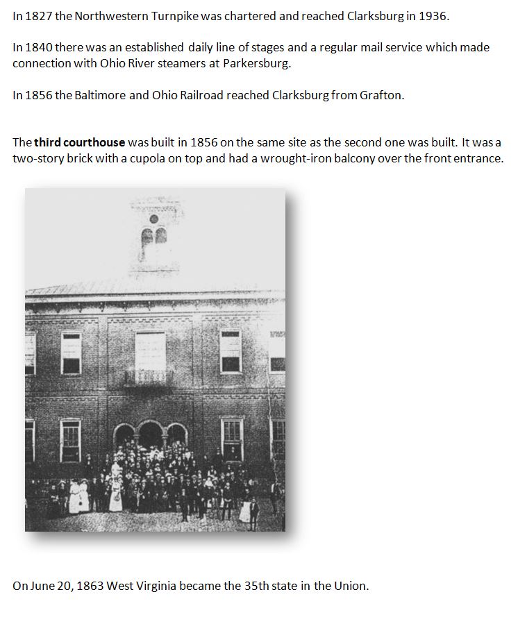 Clarksburg...my home town: Clarksburg History