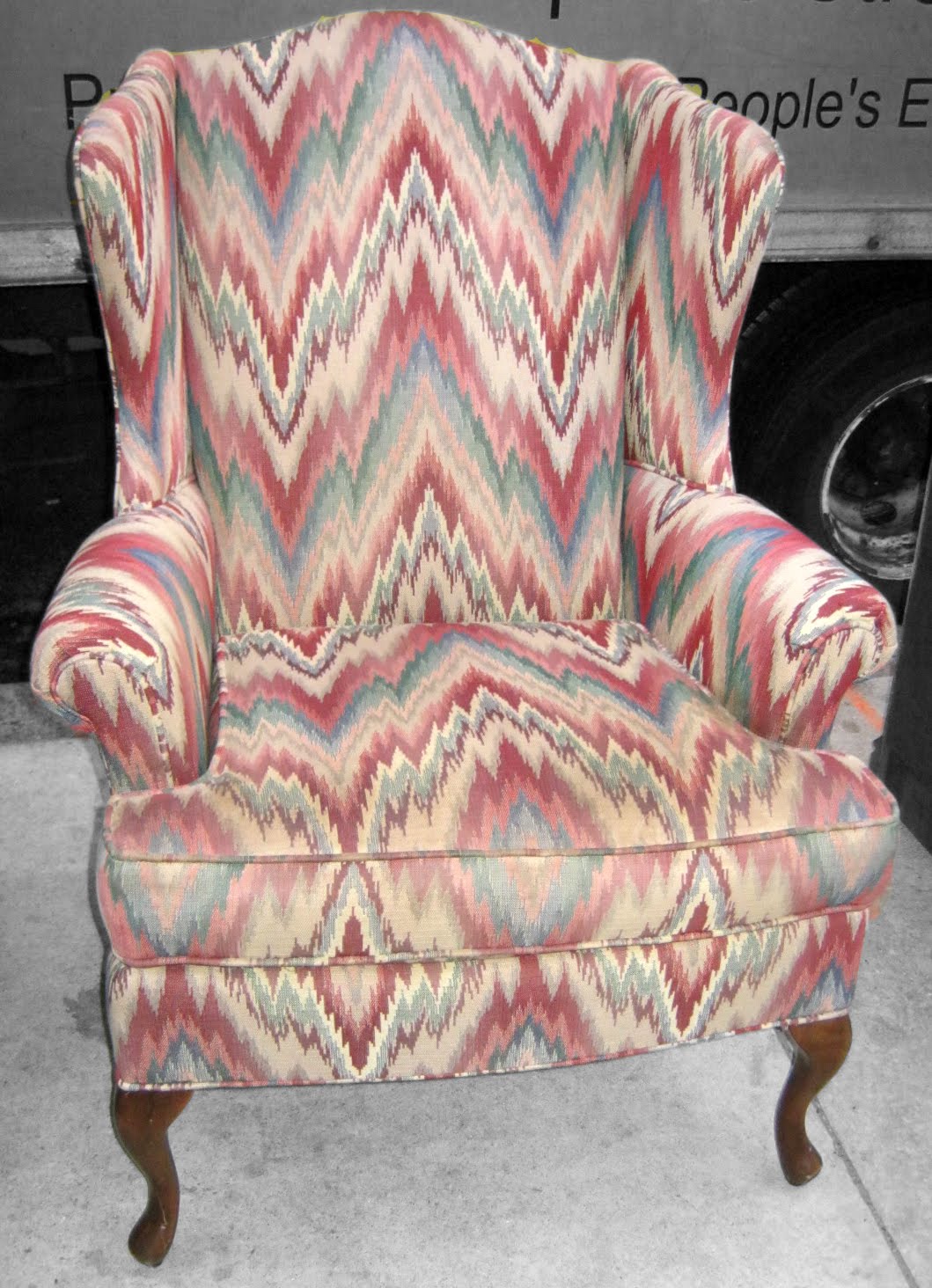 Wing Back Chair w/ Flame Pattern SOLD - soloshrinks