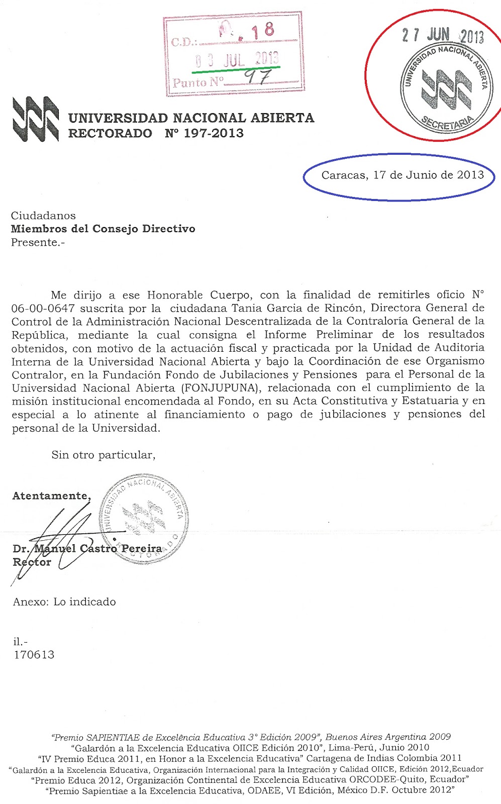 Representación del MPPEU en el Consejo Directivo de la UNA: Informe ...