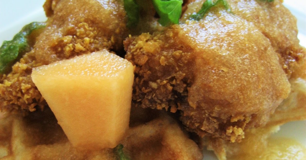 BLOG BY BINNS: Chicken and Waffles with a Basil Infused Cantaloupe Syrup