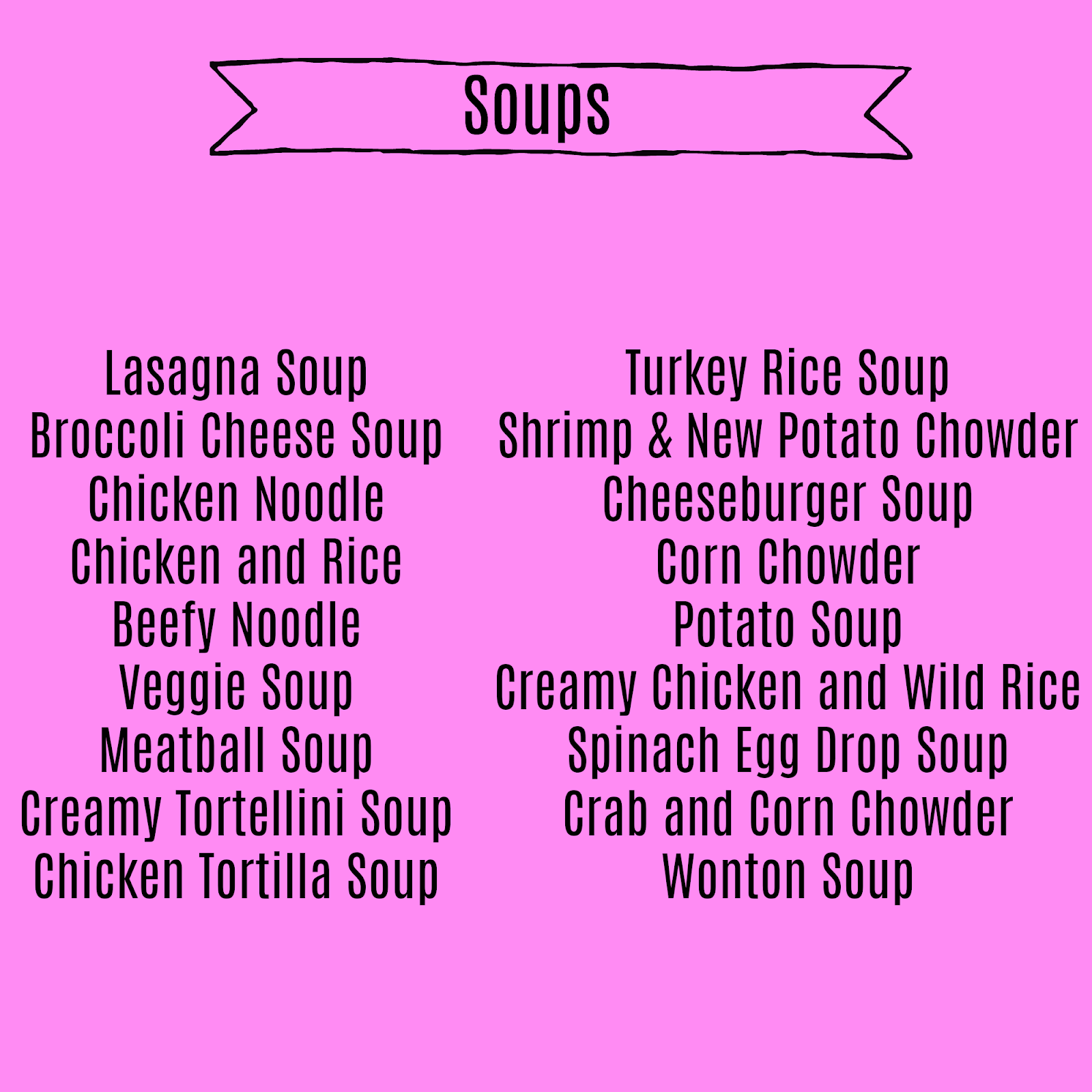 Family, Faith, and Fridays: Menu Masterlist: Soup