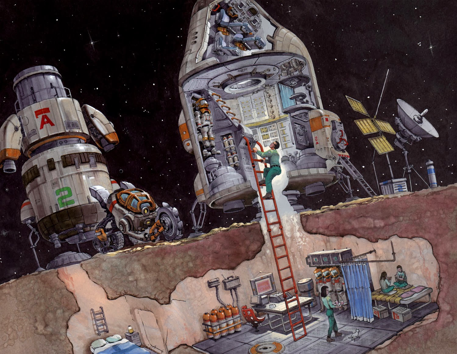 Jim Martin Concept Art: Asteroid Mining Family