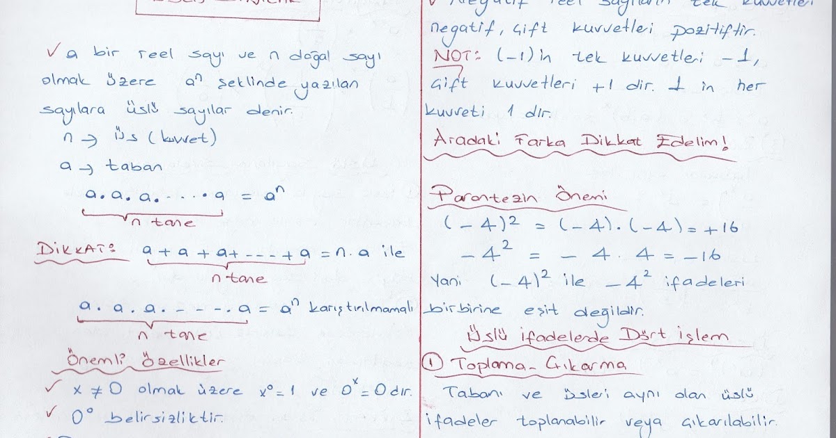 Delta Matematik Rehberliği: ÜSLÜ SAYILAR