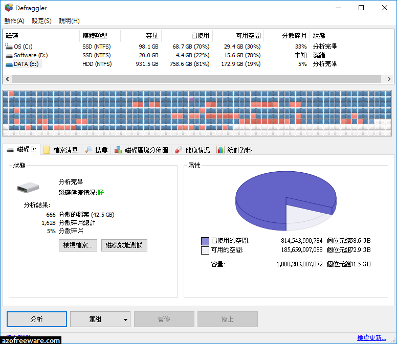 Defraggler 2.22.995 免安裝中文版 - 磁碟重組工具 - 阿榮福利味 - 免費軟體下載