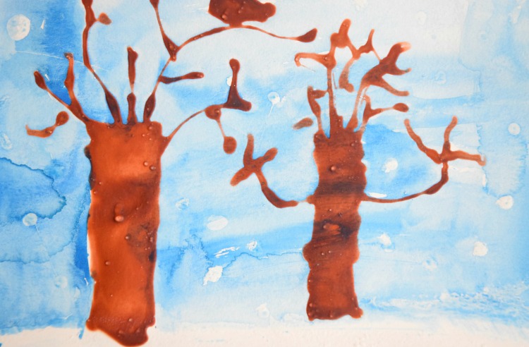 Winter Trees Craft- Glue and Watercolor Resist | What Can We Do With ...