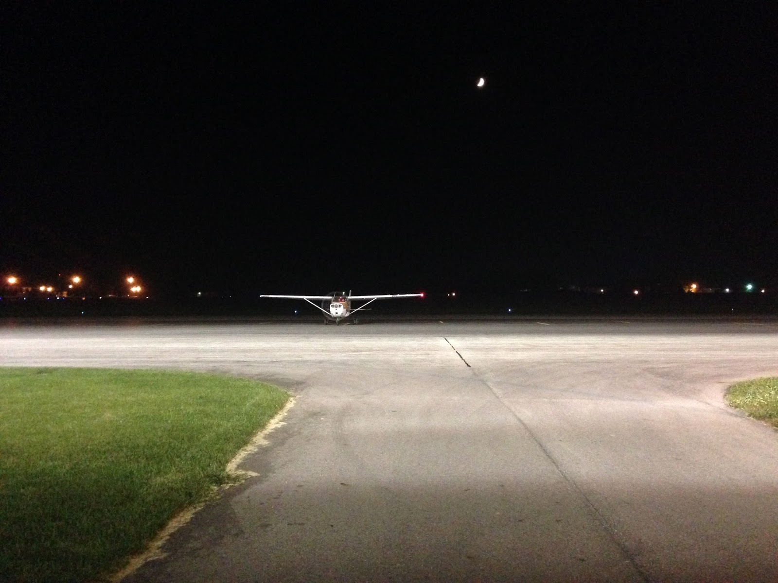 A mile of runway will take you anywhere.: Back up to Michigan - at night!