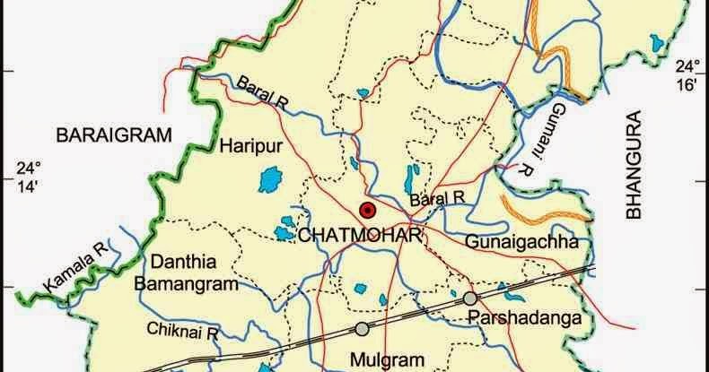 Chatmohar Upazila Map, Pabna District, Bangladesh