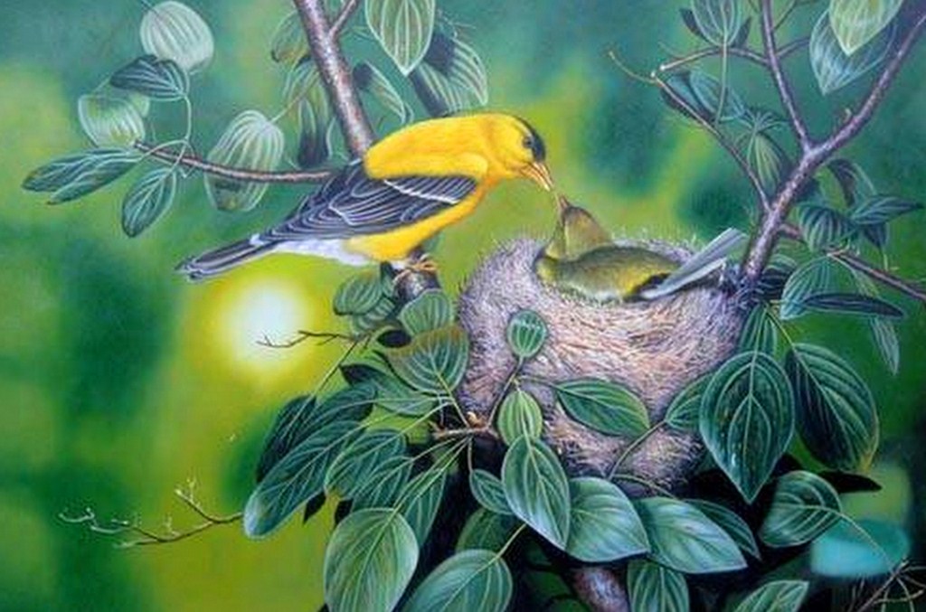 Historia y evolución de la pintura artística : Paisajes con pájaros