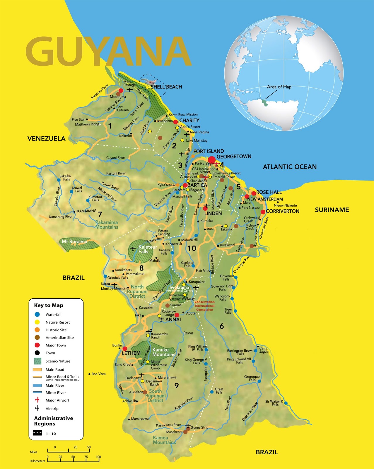 Mapas Geográficos da Guiana