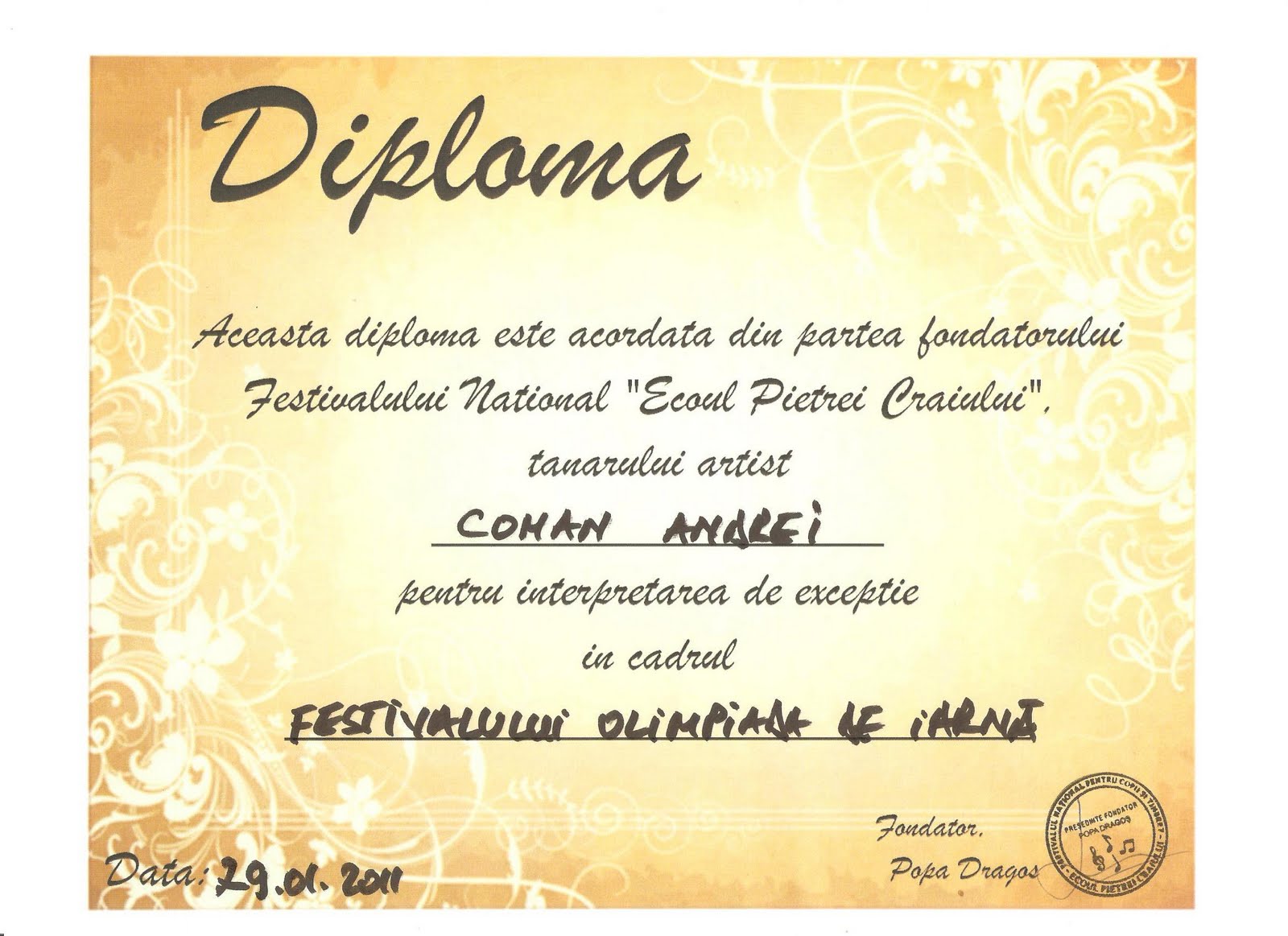 Andrey Coman: Activitati/Festivaluri