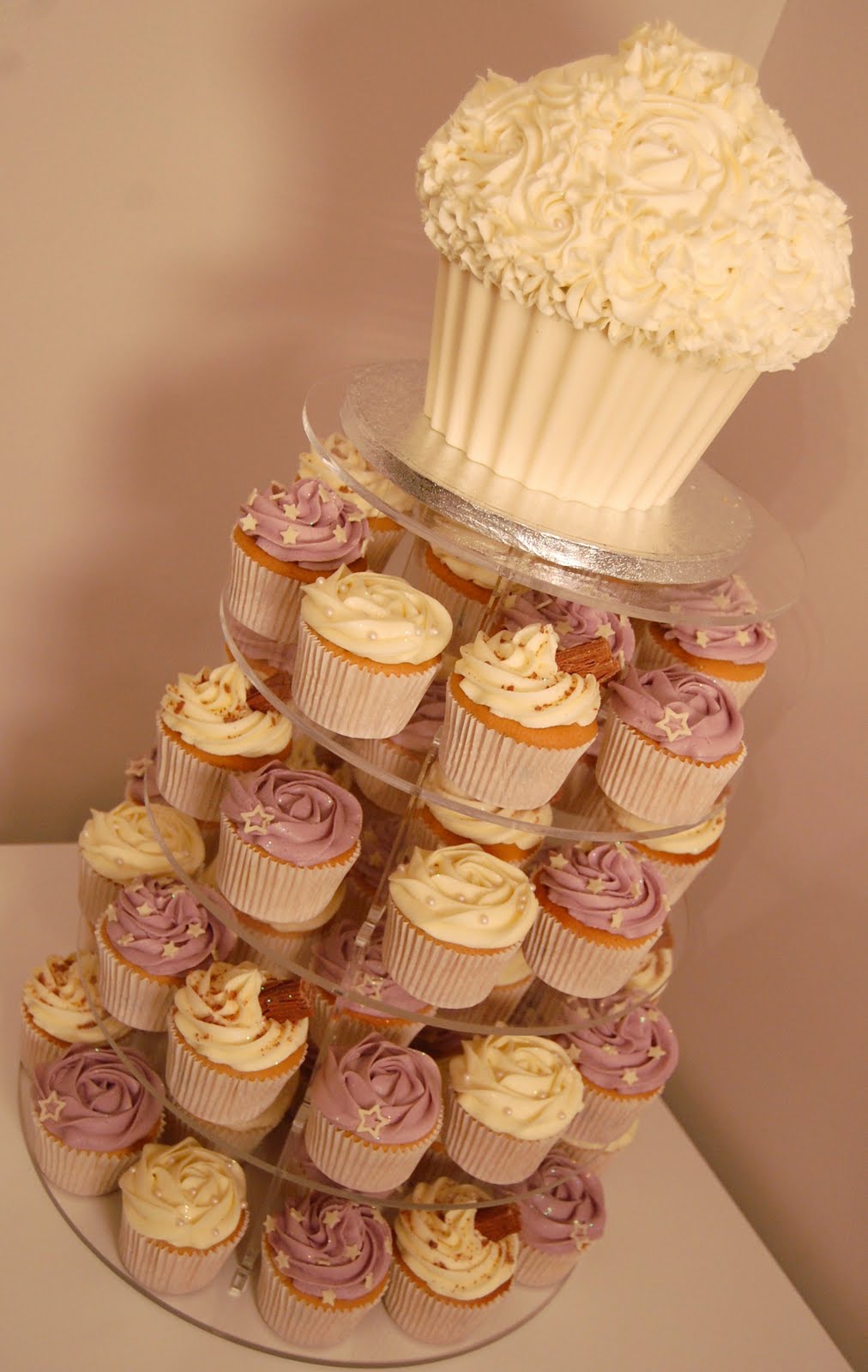 Little Paper Cakes: Cream and Lilac Wedding Cupcake Tower