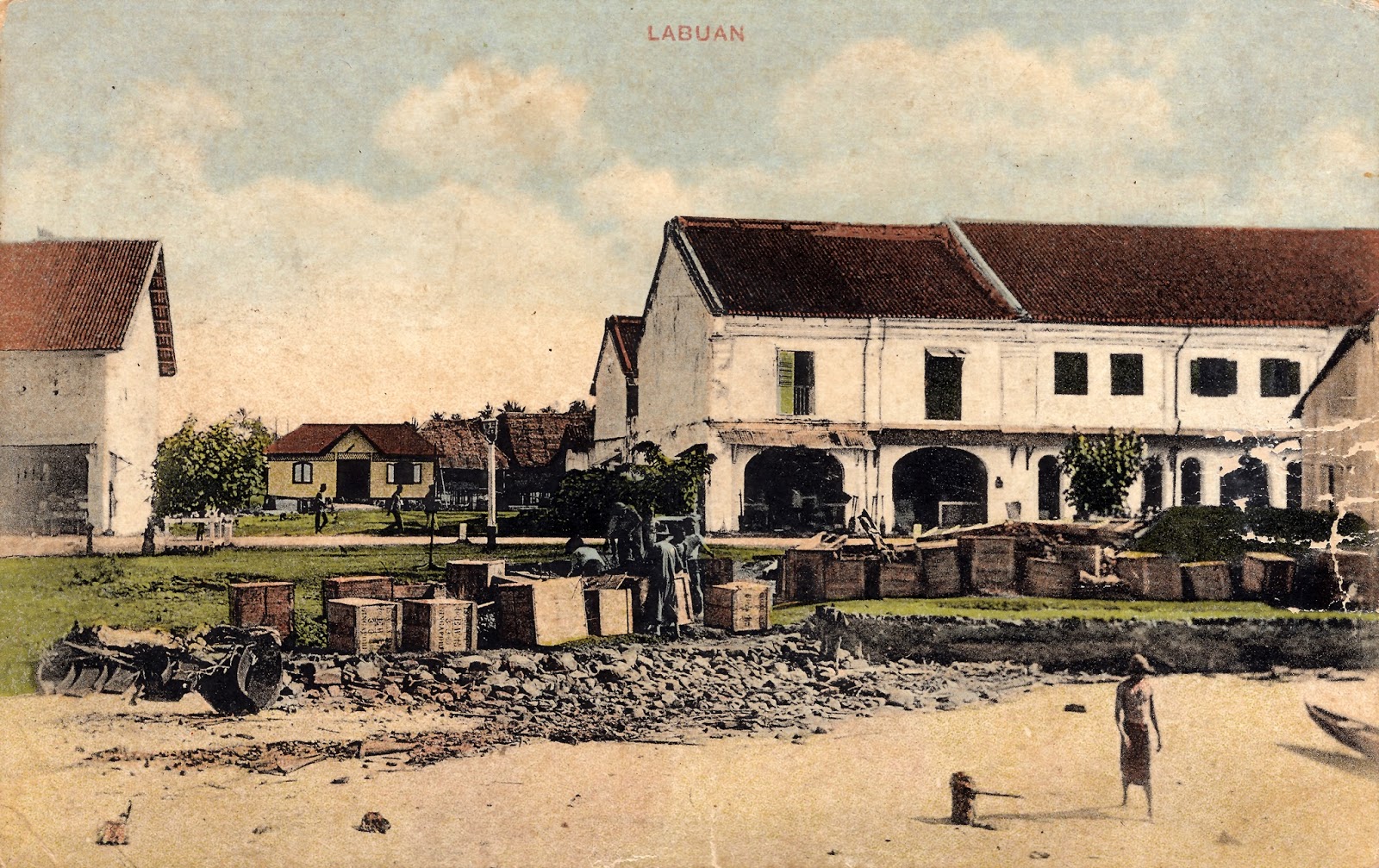 my North Borneo stamps: Two Labuan cards same scene