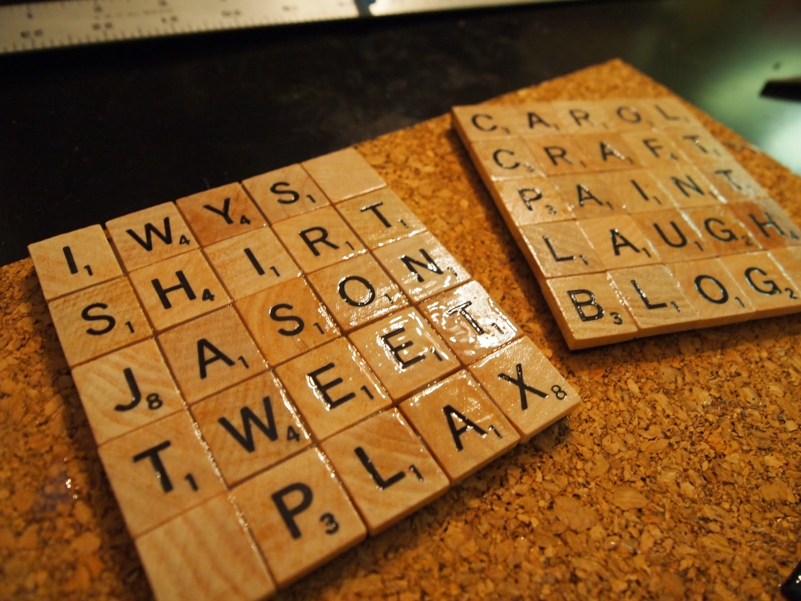 clumsy crafty happy: copycraft: scrabble coasters