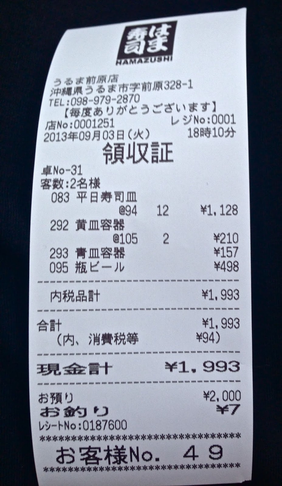 Okinawa Update: Dollar store sushi...