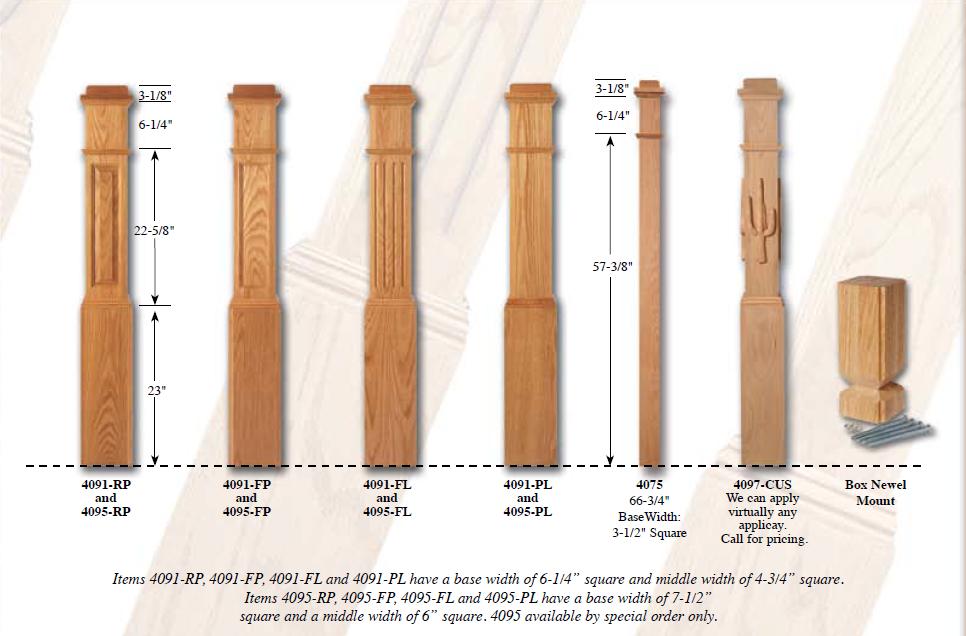Wood Stairs and Rails and Iron Balusters: Newels