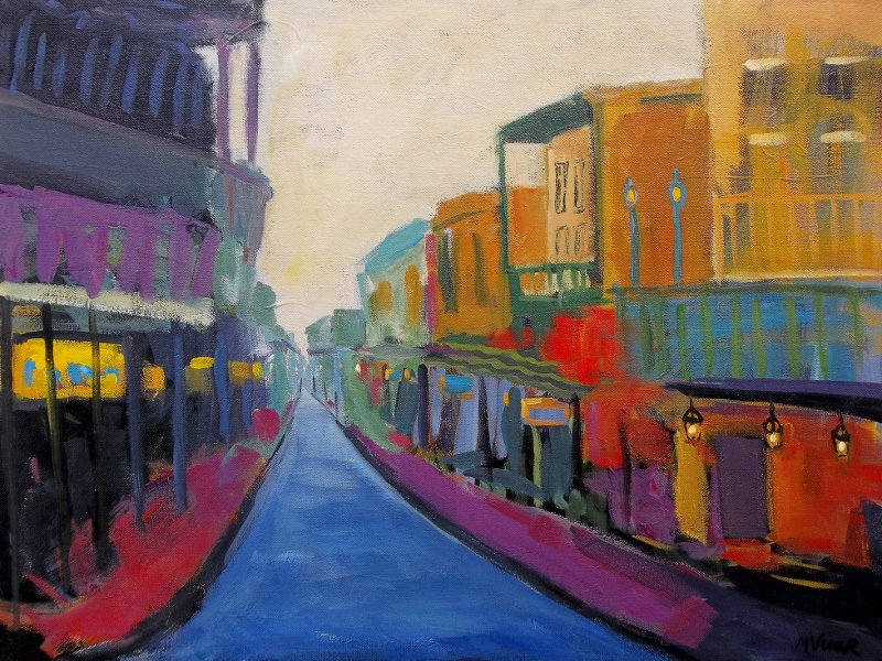 Mona Vivar, "Into the French Quarter", 18 inches x 24 inches, Acrylic ...