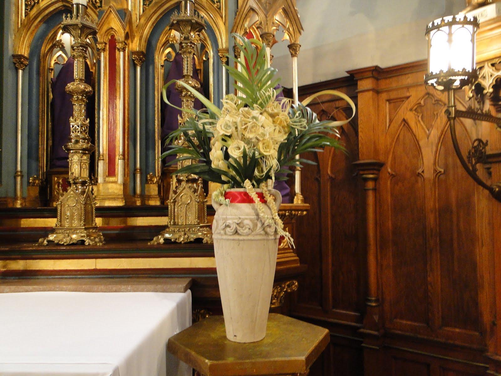 St. Joseph's Blog: Palm displays on both sides of the altar for Palm Sunday