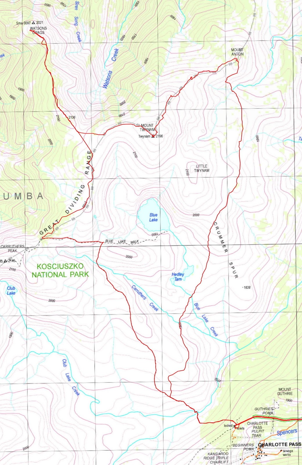 Mountains: Tenison Woods Knoll, Watsons Crags, Twynam, Anton ...