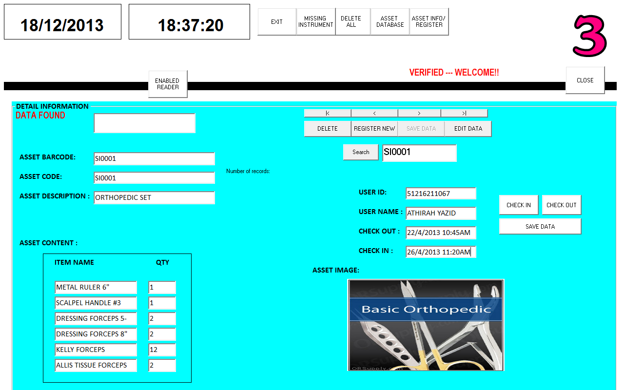 DEVELOPMENT OF BARCODE SYSTEM BASED MANAGEMENT OF SURGICAL INSTRUMENTS