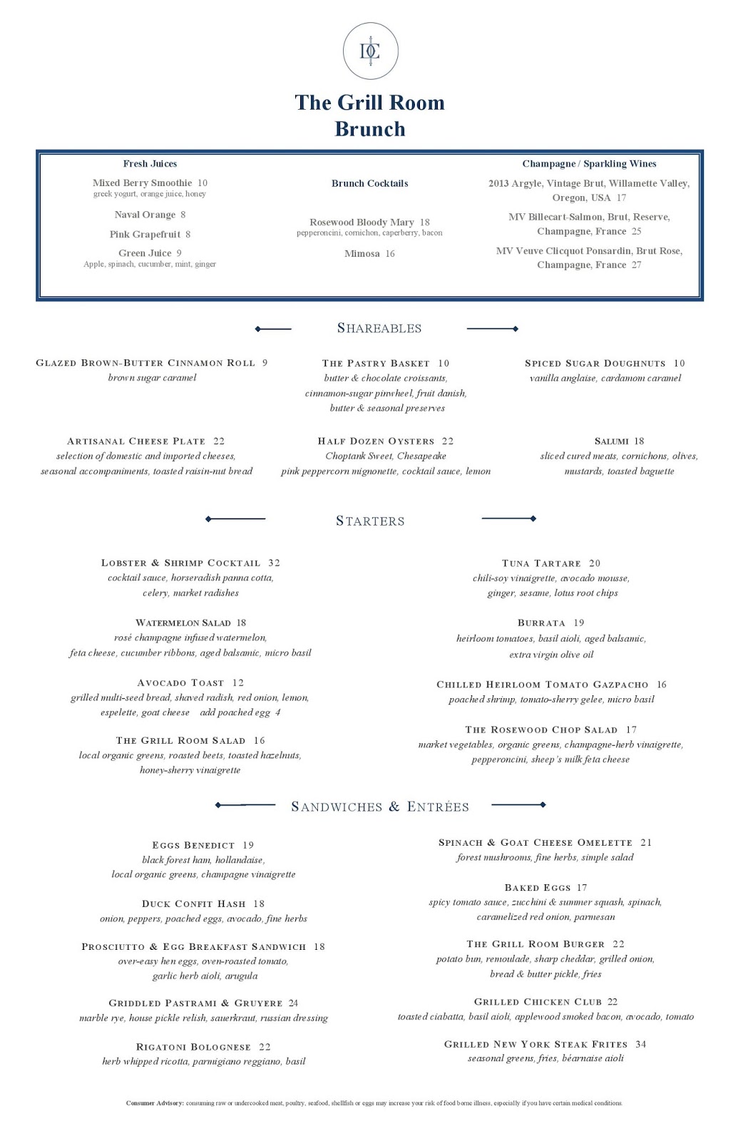 The Grill Room at Rosewood Washington, D.C. Launches New Weekend Brunch ...