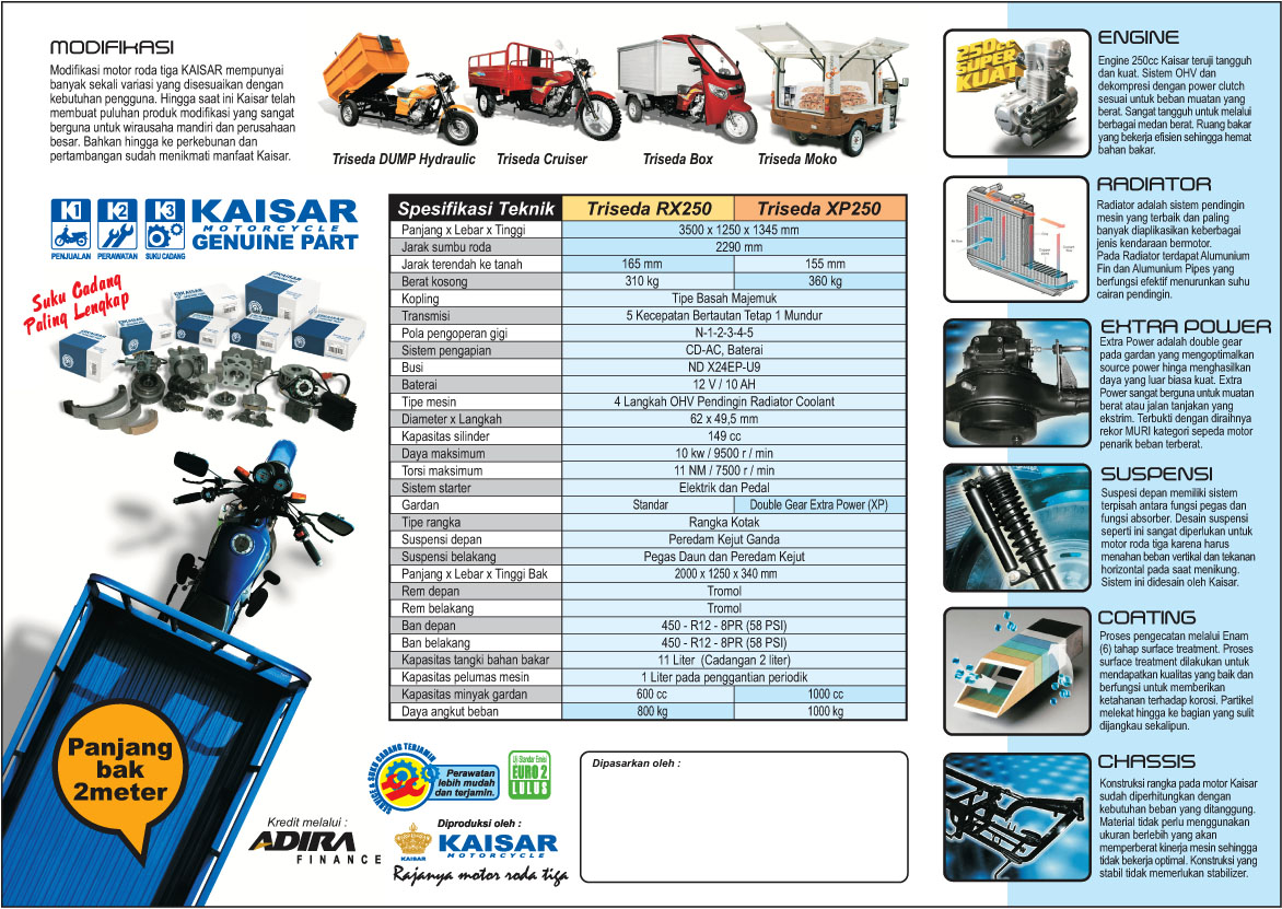 Brosur Motor Roda Tiga Terkuat Triseda 250cc - Kaisar Ruby Surabaya