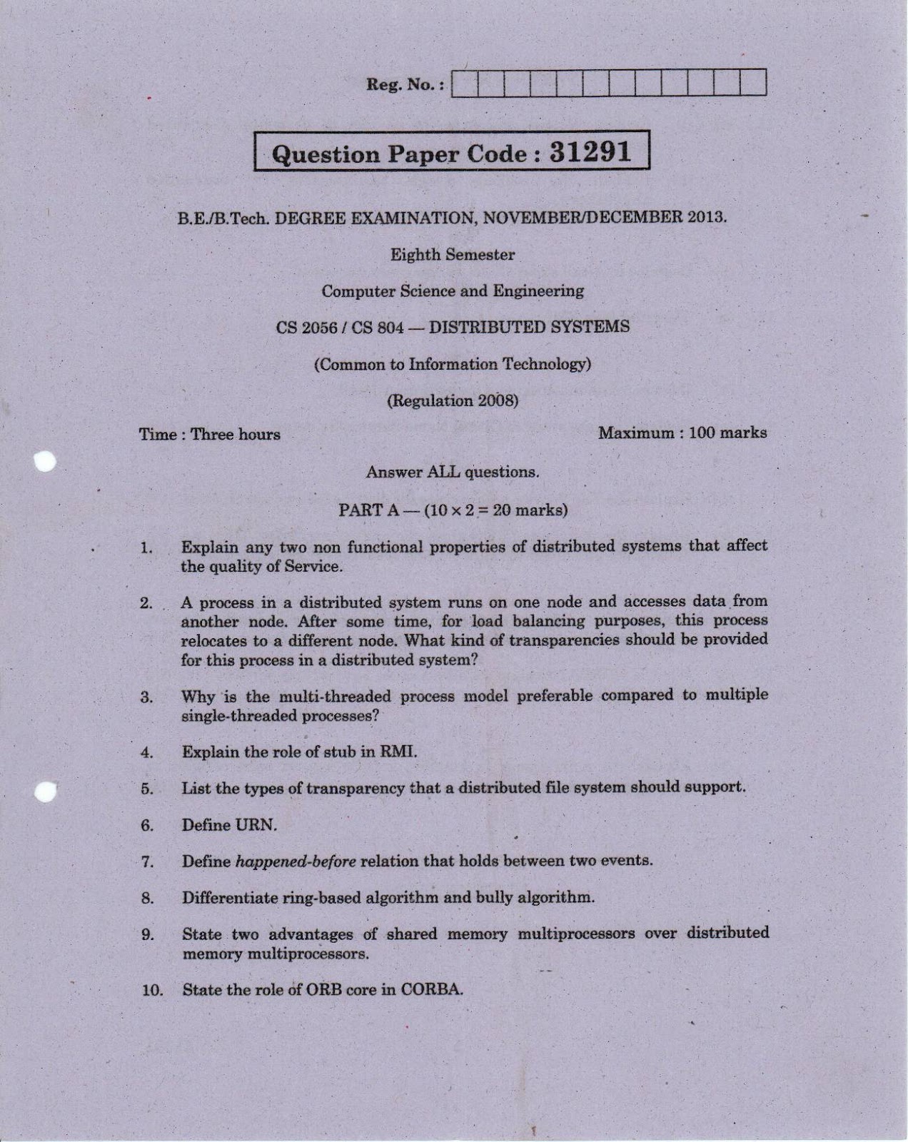 CSE Notes : Semester 8 Question Papers - IT