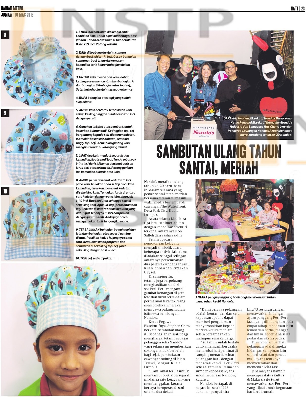 nanyfadhly: D.I.Y Topi Chef Di Akhbar Harian Metro