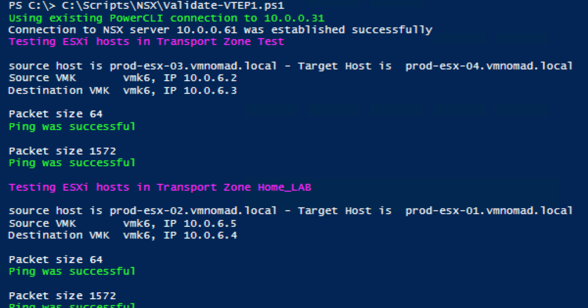 Virtual Nomad: Validating NSX VTEP connectivity
