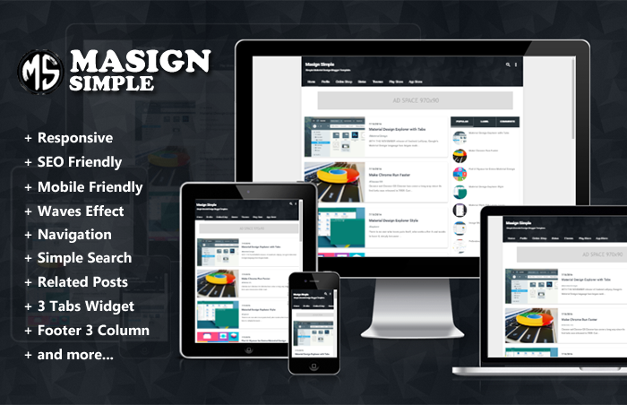 Masign Simple Responsive Material Design Blogger Template - TemplateEQ