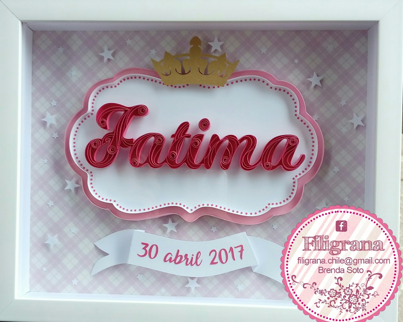 Filigrana - Quilling en Chile: Nombre "Fatima" filigrana - quilling 2D