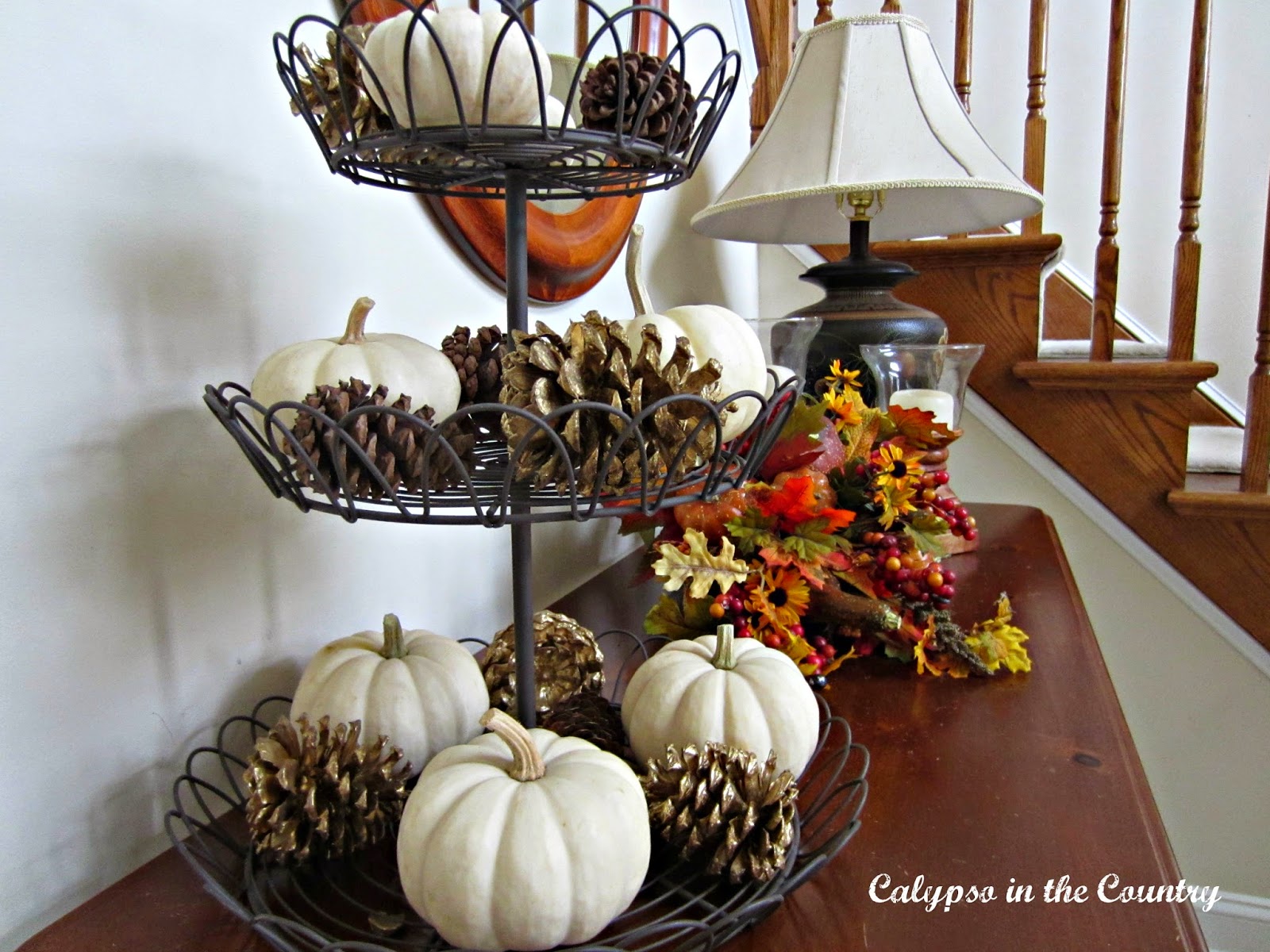 Fall Decorating with White Pumpkins (in the Foyer) - Calypso in the Country